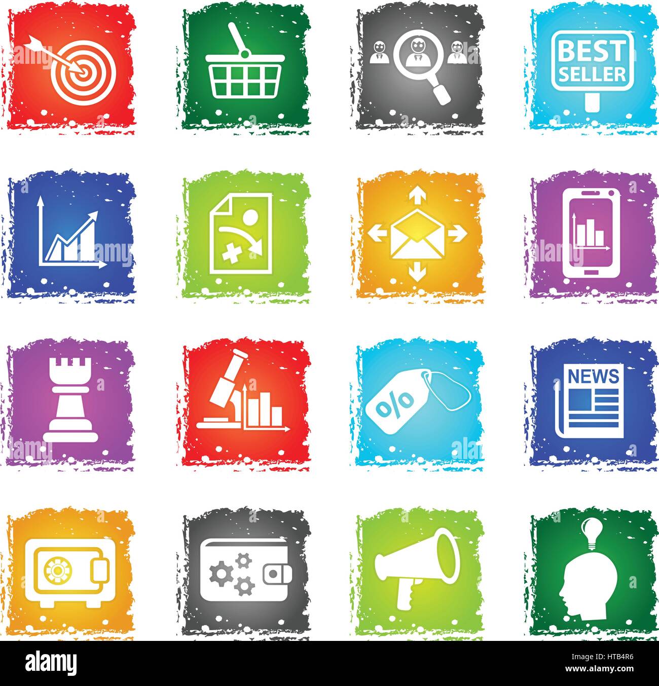 marketing web icons in grunge style for user interface design Stock ...