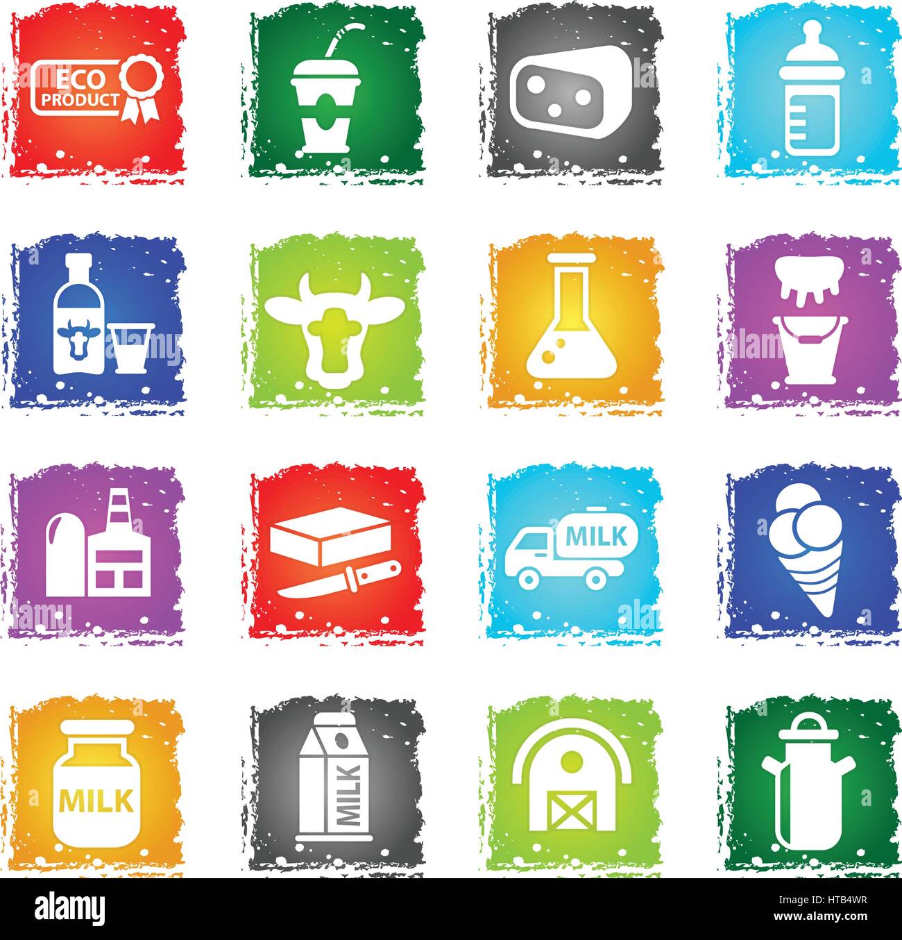 milk web icons in grunge style for user interface design Stock Vector ...