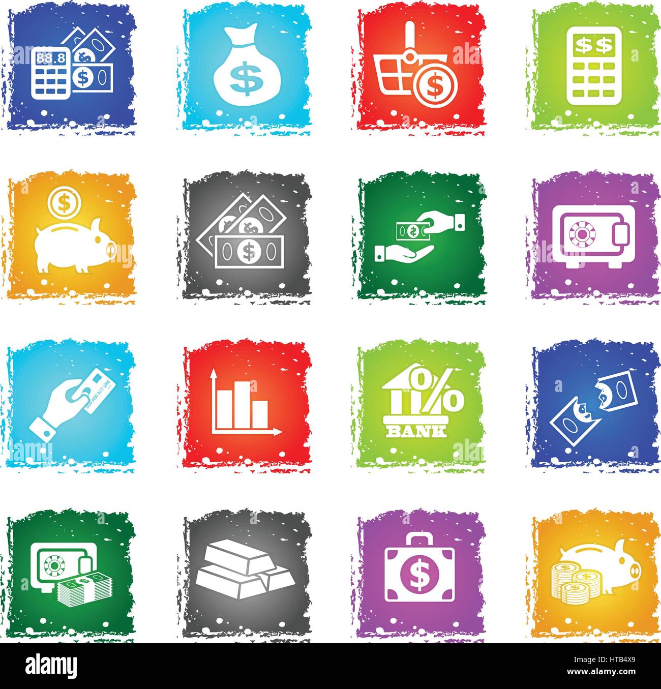 money web icons in grunge style for user interface design Stock Vector ...