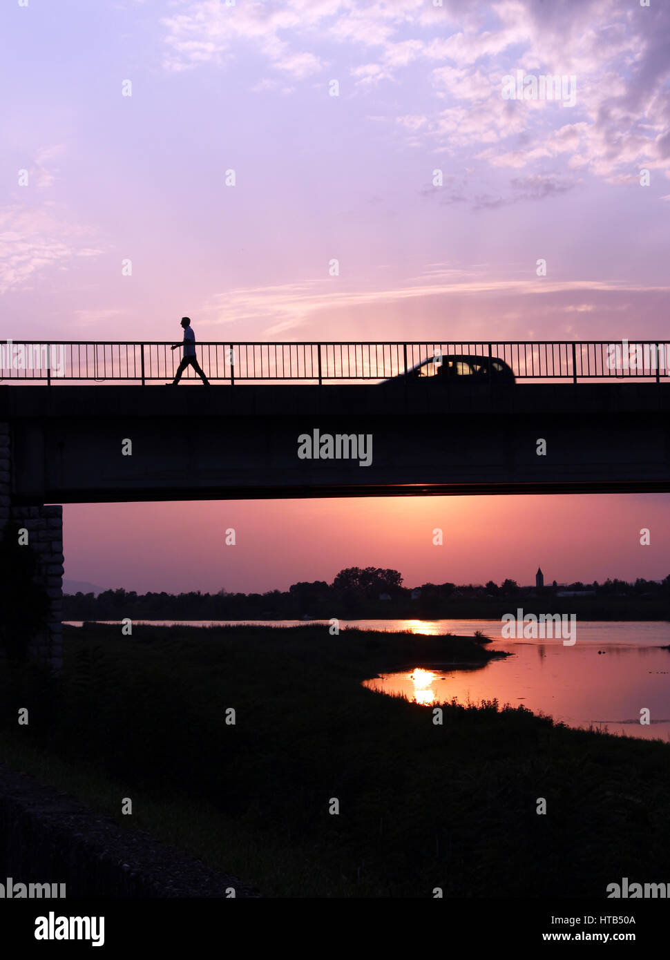 Bridge in sunset Stock Photo - Alamy