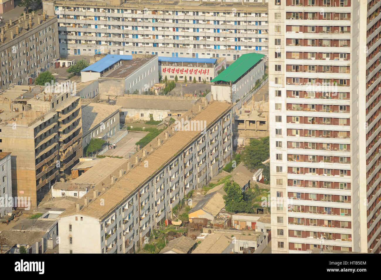 08.08.2012, Pyongyang, North Korea - View of buildings in the center of ...