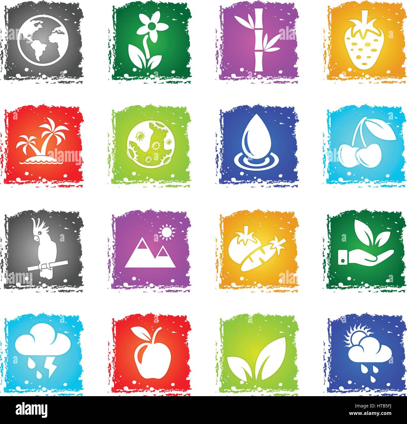nature web icons in grunge style for user interface design Stock Vector ...