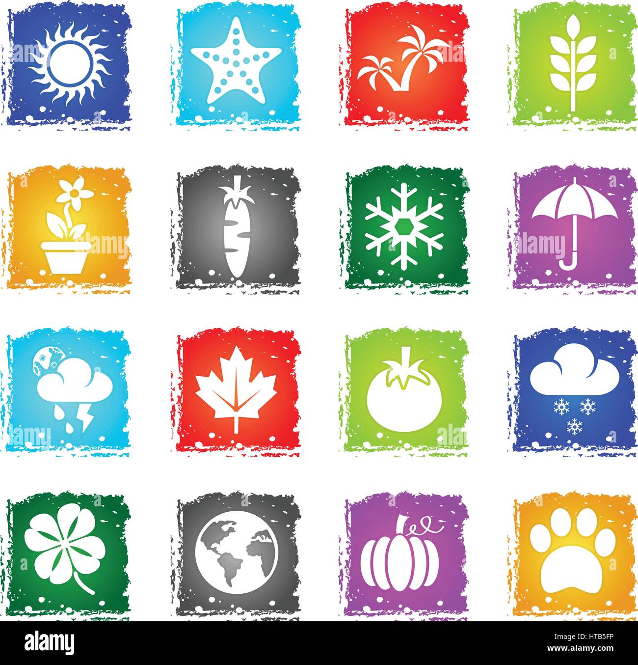 nature web icons in grunge style for user interface design Stock Vector ...