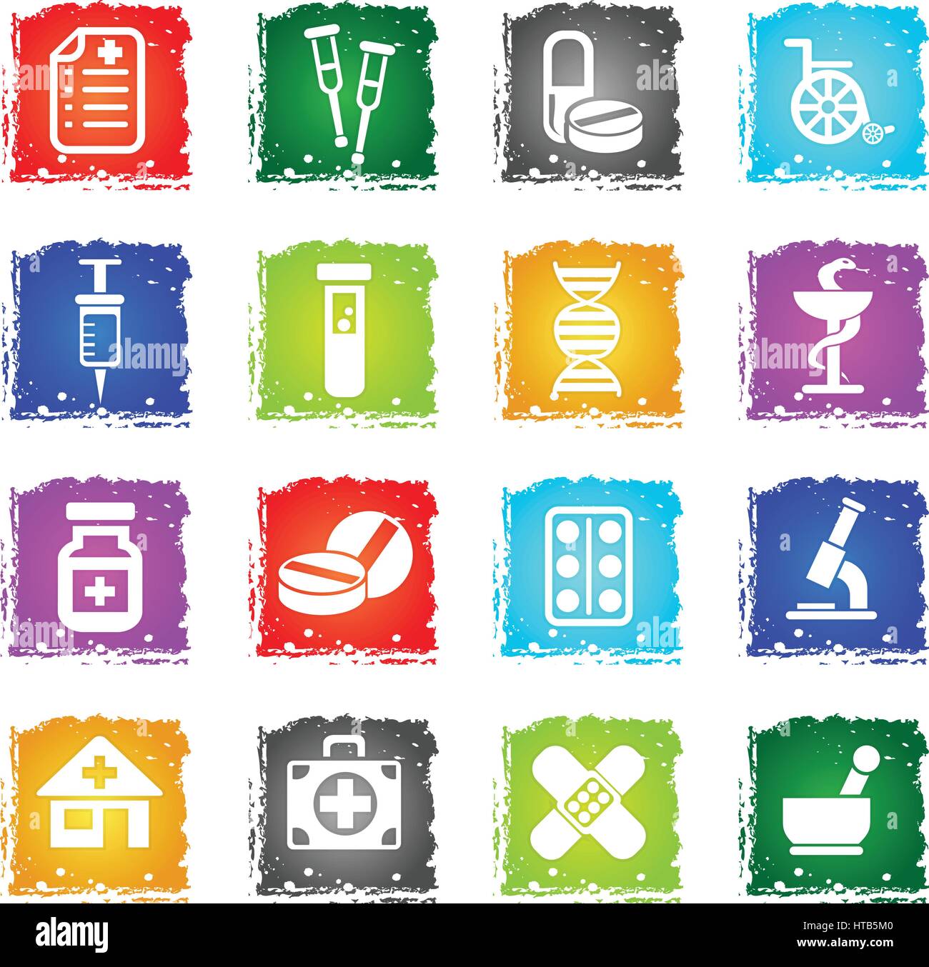 pharmacy web icons in grunge style for user interface design Stock ...