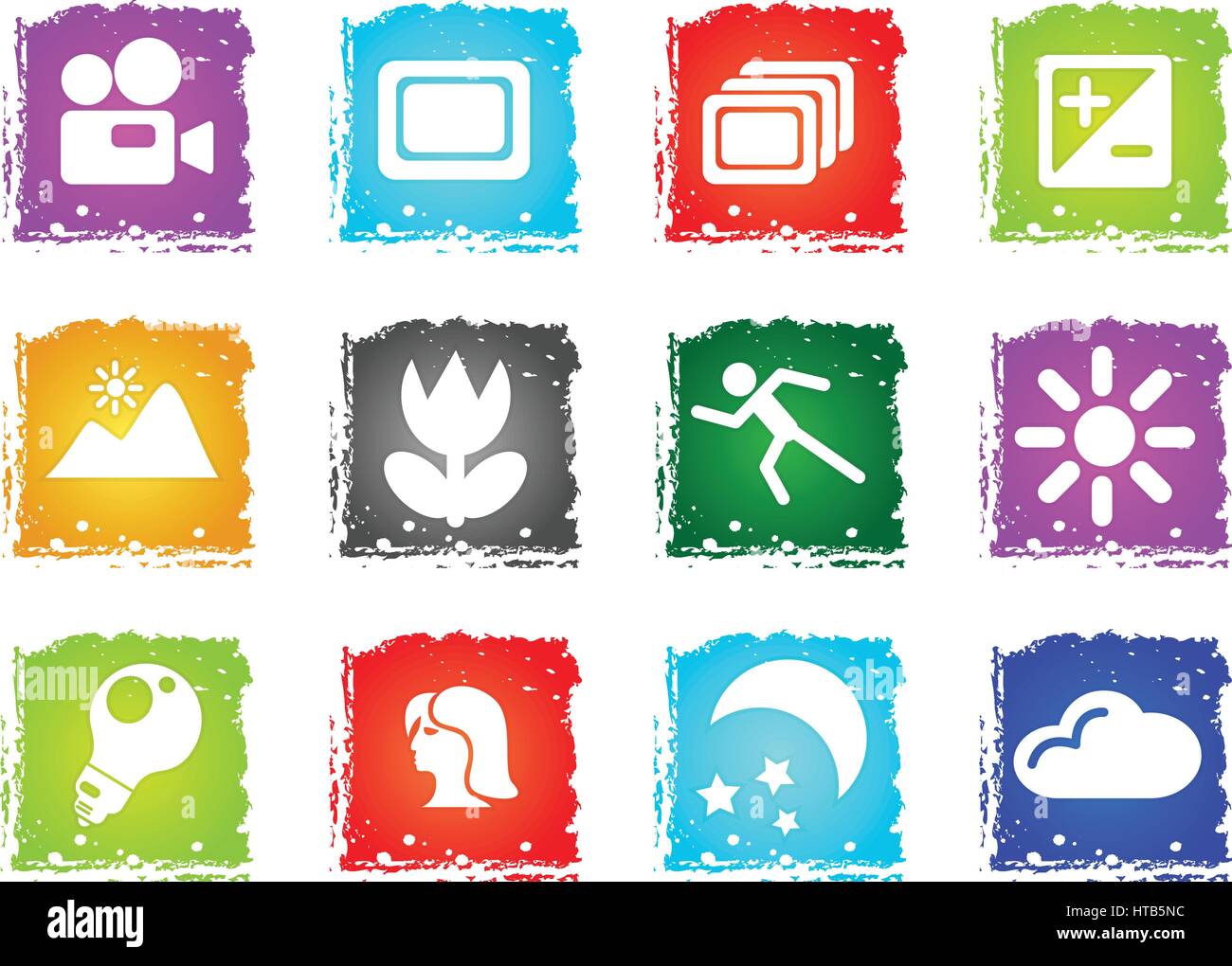 Modes of Photo simply symbols in grunge style for user interface design ...