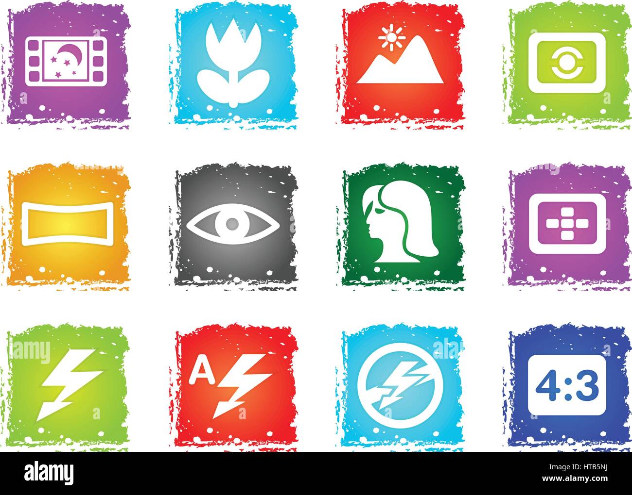 Modes of Photo simply symbols in grunge style for user interface design ...