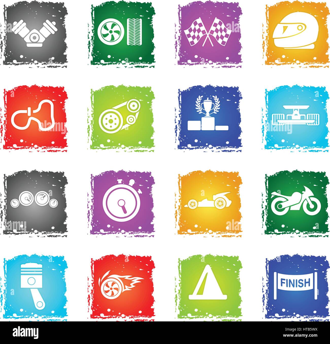 Racing simply symbols in grunge style for user interface design Stock ...