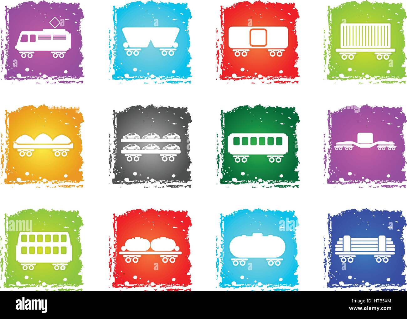 Rail-freight traffic simply symbols in grunge style for user interface ...