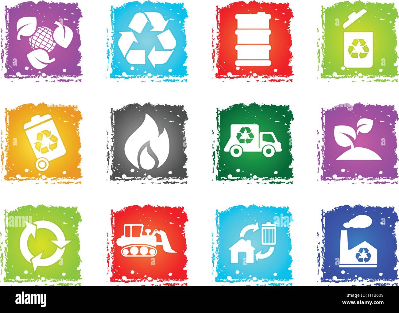 Recycle simply symbols in grunge style for user interface design Stock ...