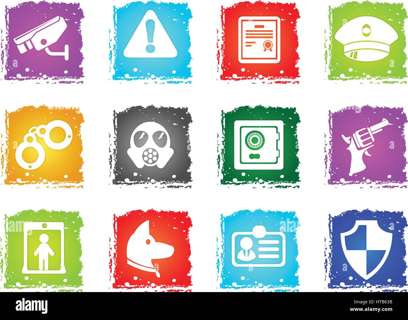 Security simply symbols in grunge style for user interface design Stock ...