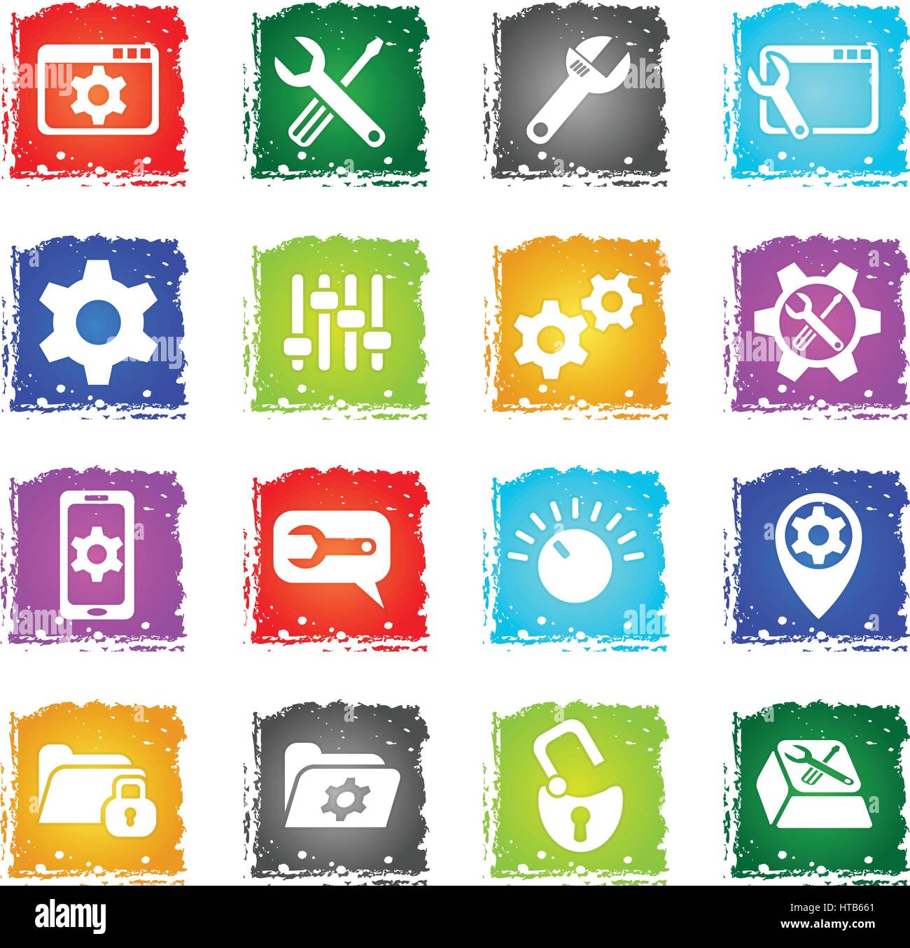settings web icons in grunge style for user interface design Stock Vector Image & Art - Alamy