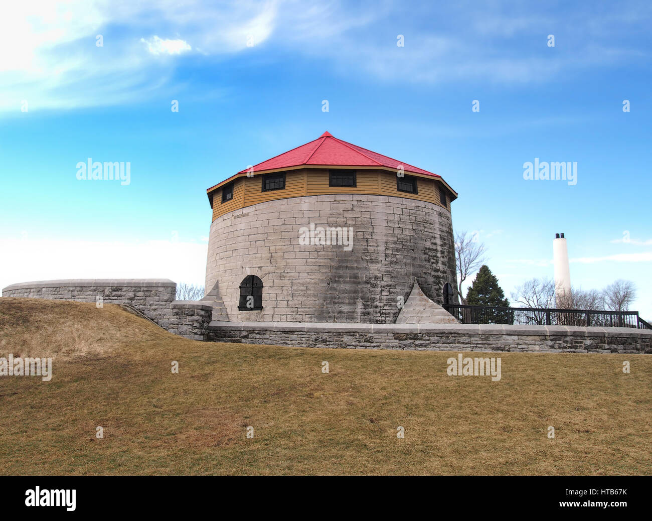 Kingston, Ontario, Canada, March 8,2017. Murney Tower on the shores of ...