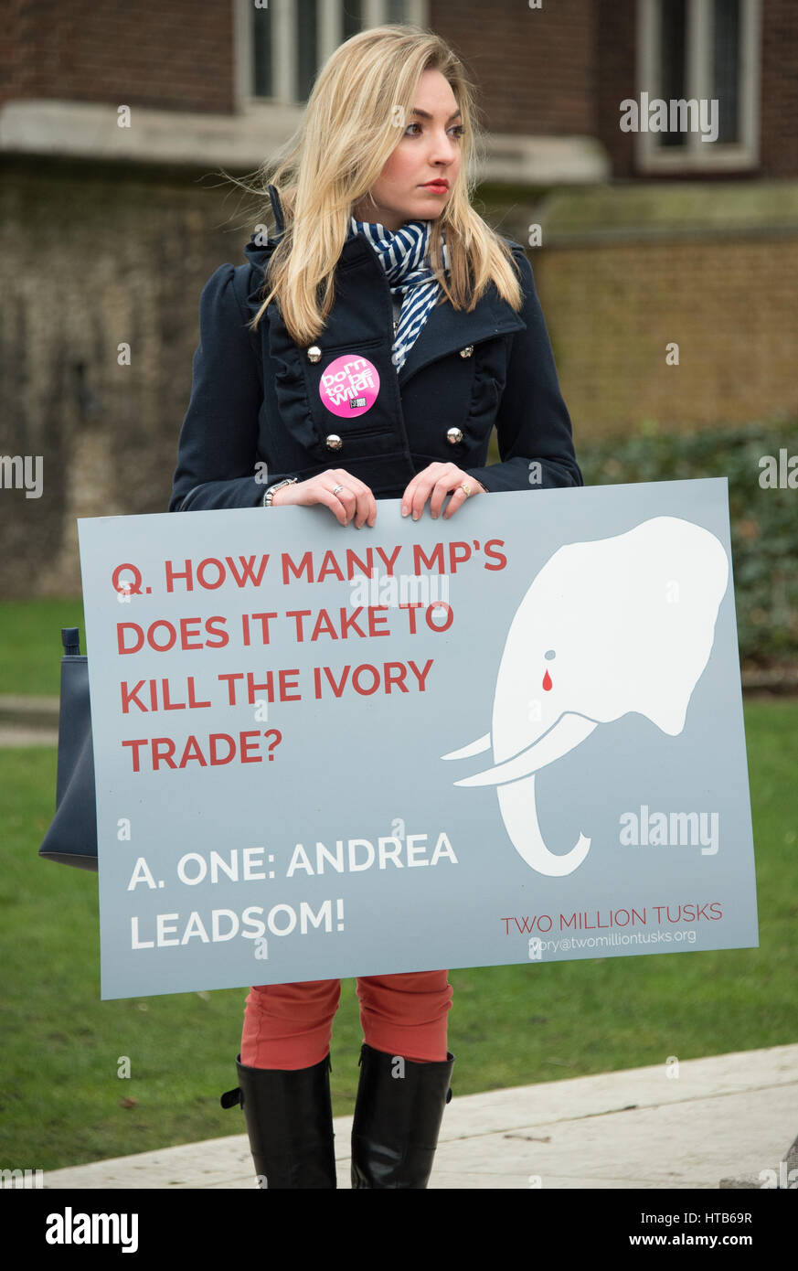 Protesters campaign for a full ban on ivory sales in the UK outside the ...