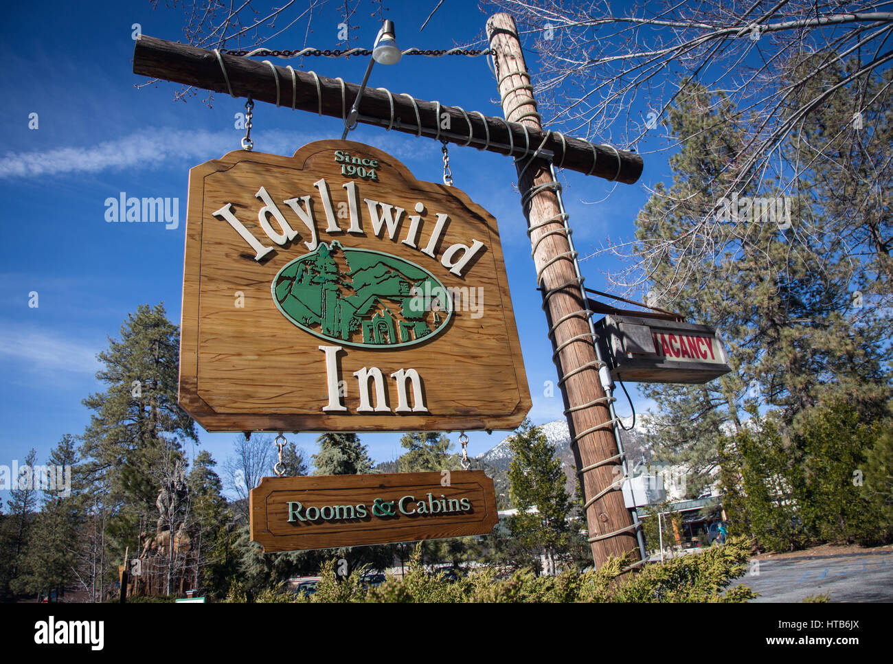The Idyllwild Inn Sign Stock Photo - Alamy