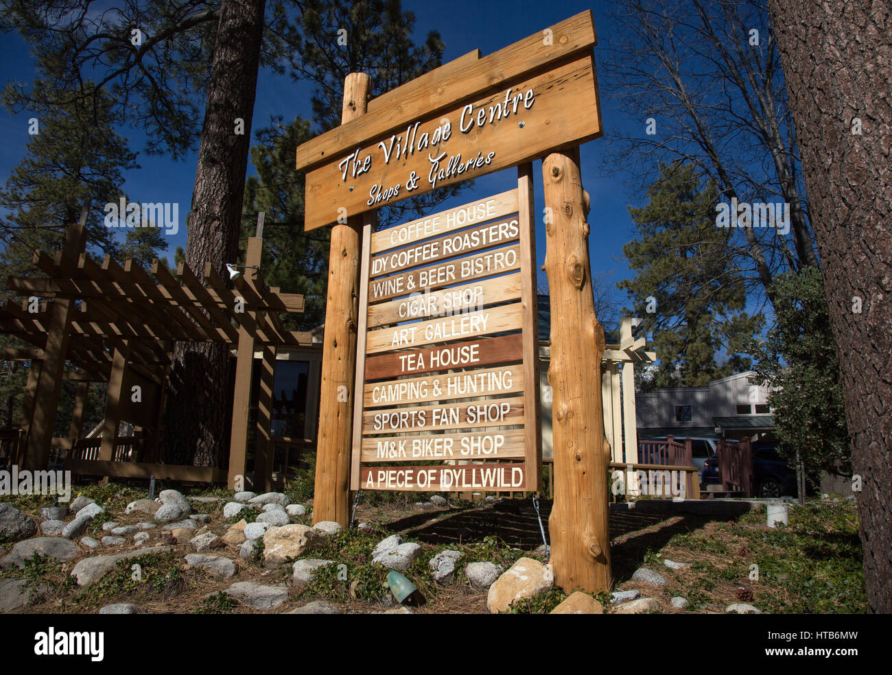 The Idyllwild Village Center sign Stock Photo - Alamy