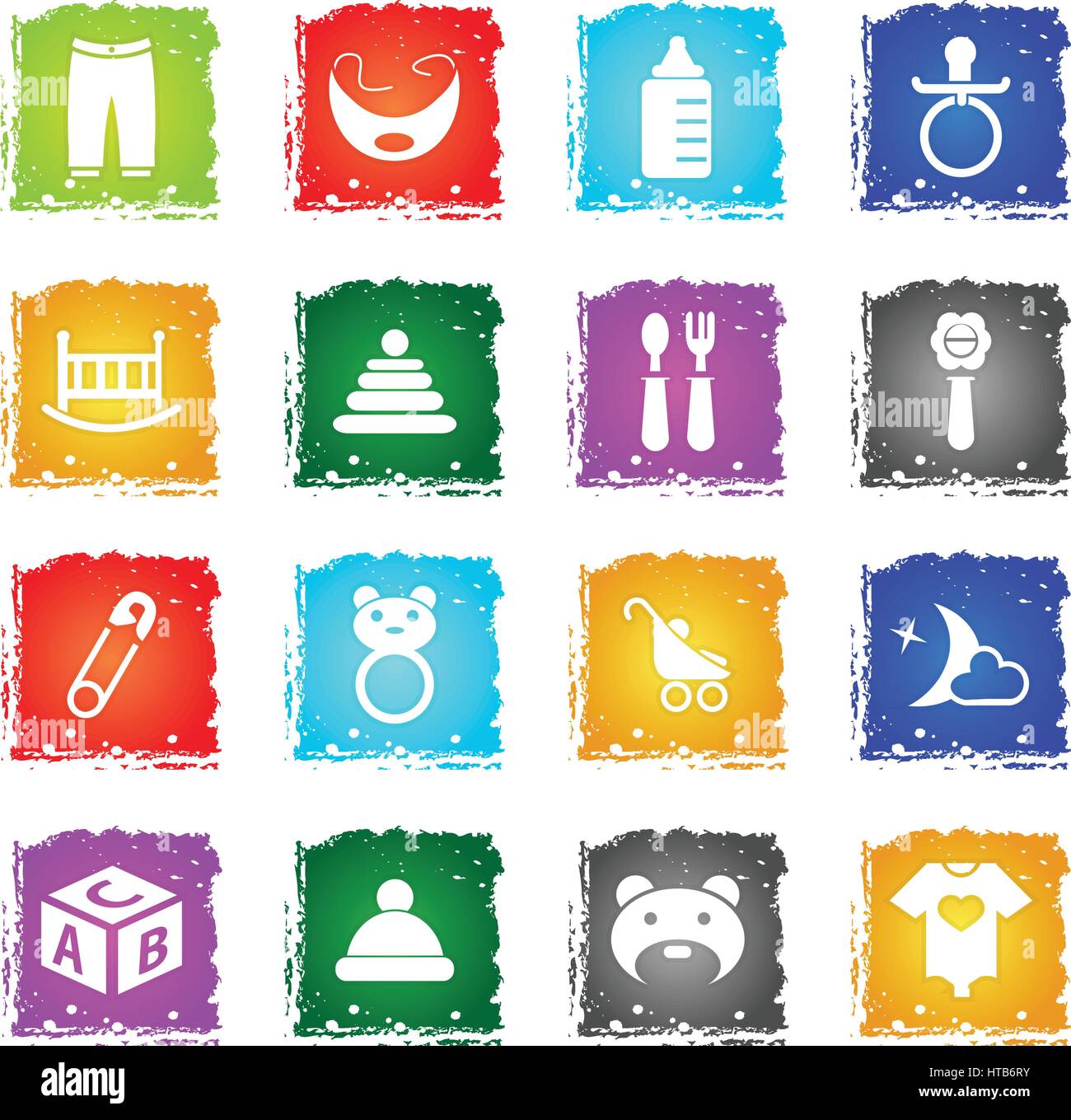 baby toys web icons in grunge style for user interface design Stock ...
