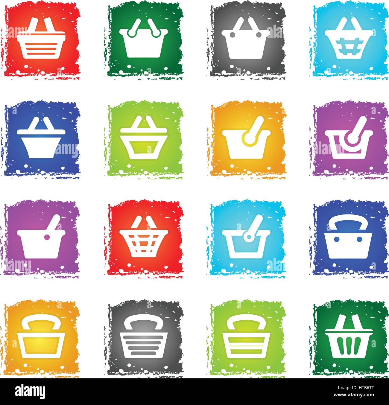 basket web icons in grunge style for user interface design Stock Vector ...