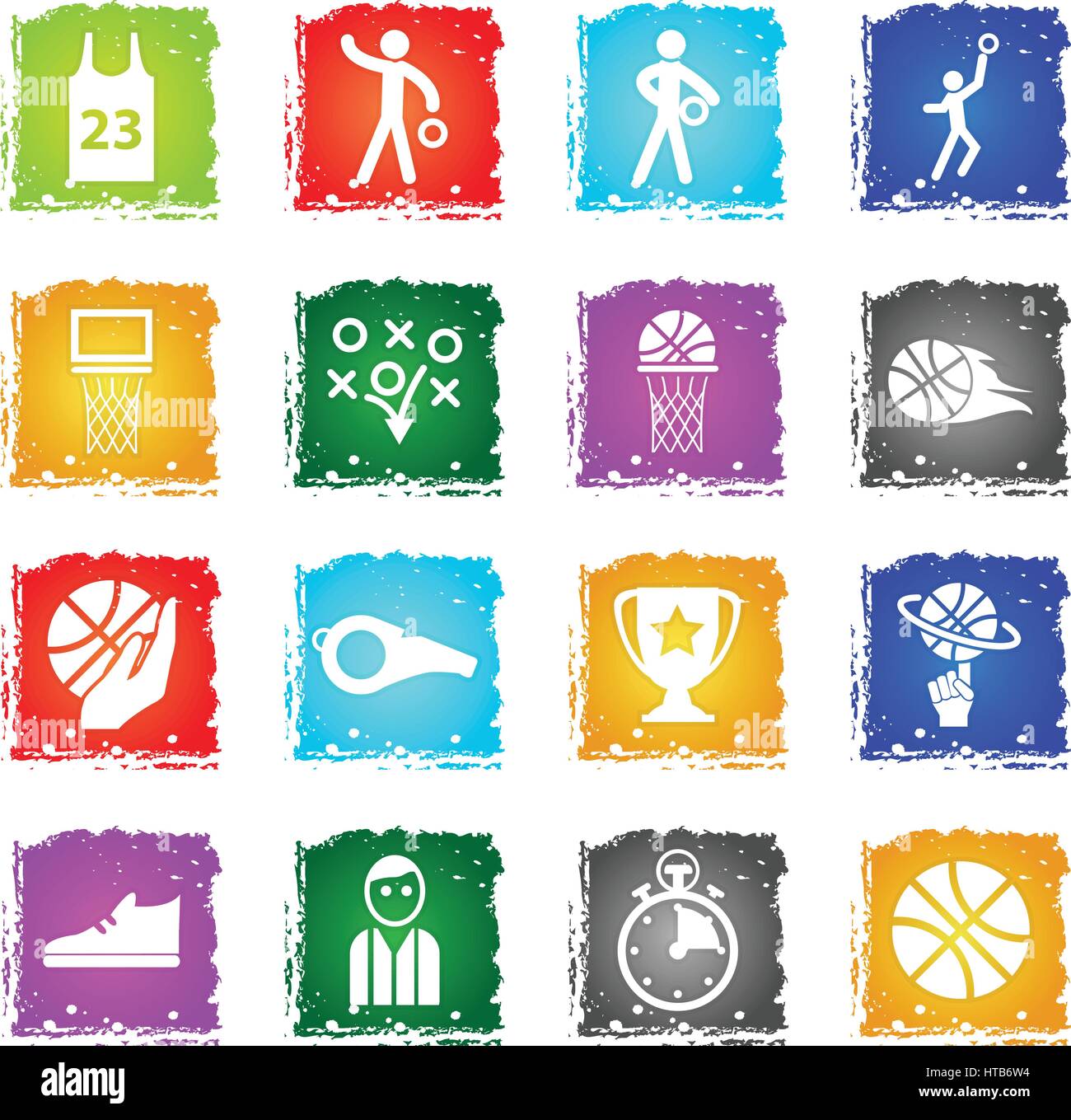 basketball web icons in grunge style for user interface design Stock ...