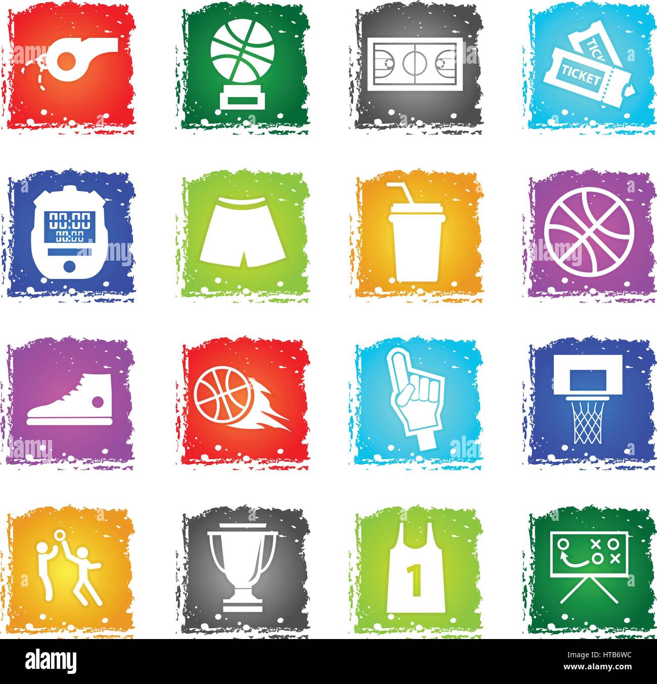 basketball web icons in grunge style for user interface design Stock ...