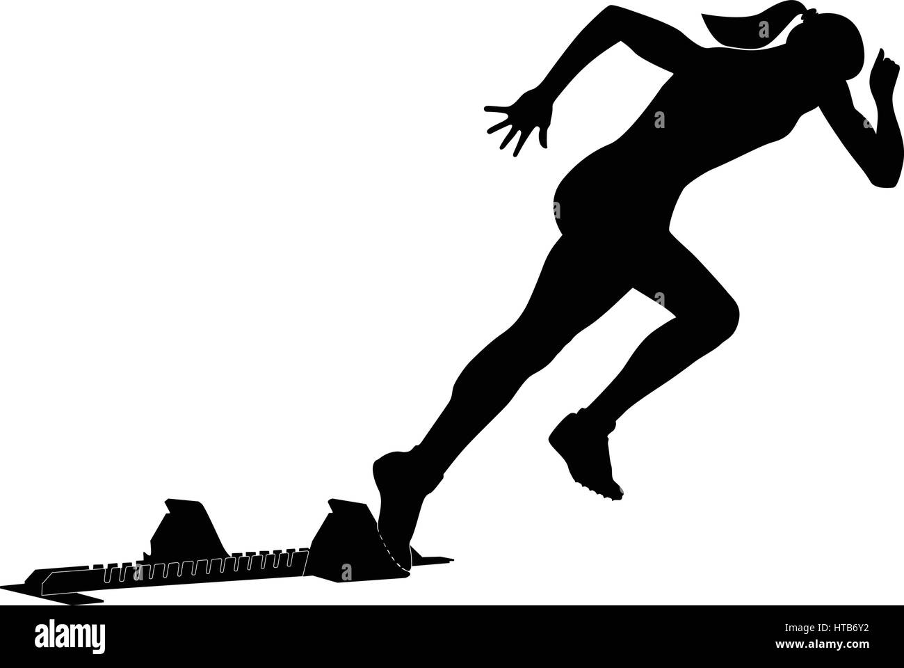 start girl runner sprint competitions black silhouette Stock Vector ...