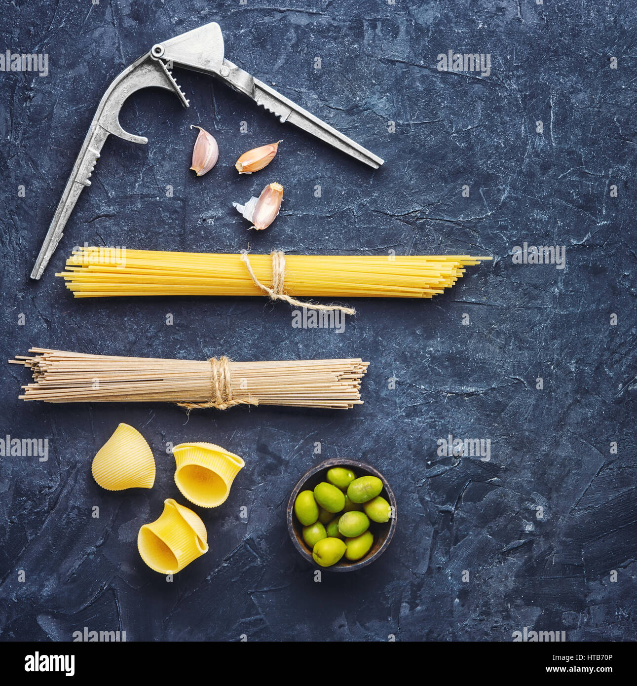Mixed dried types and shapes of dry Italian pasta Stock Photo - Alamy
