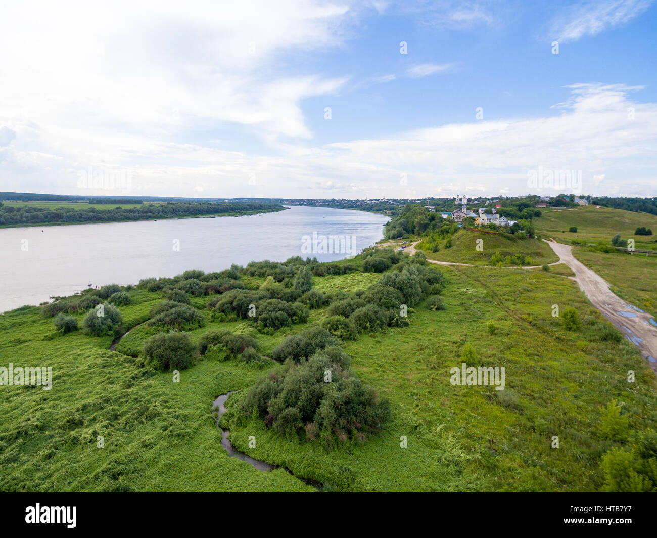 Small russian town aerial landscape near Oka river Stock Photo - Alamy