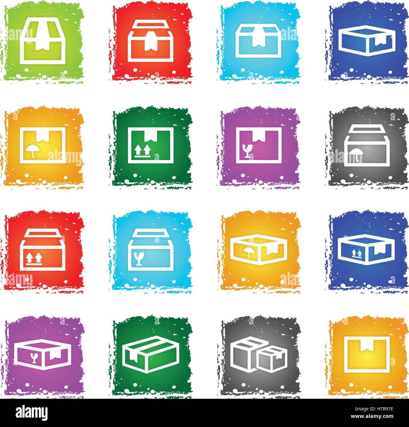 box web icons in grunge style for user interface design Stock Vector ...