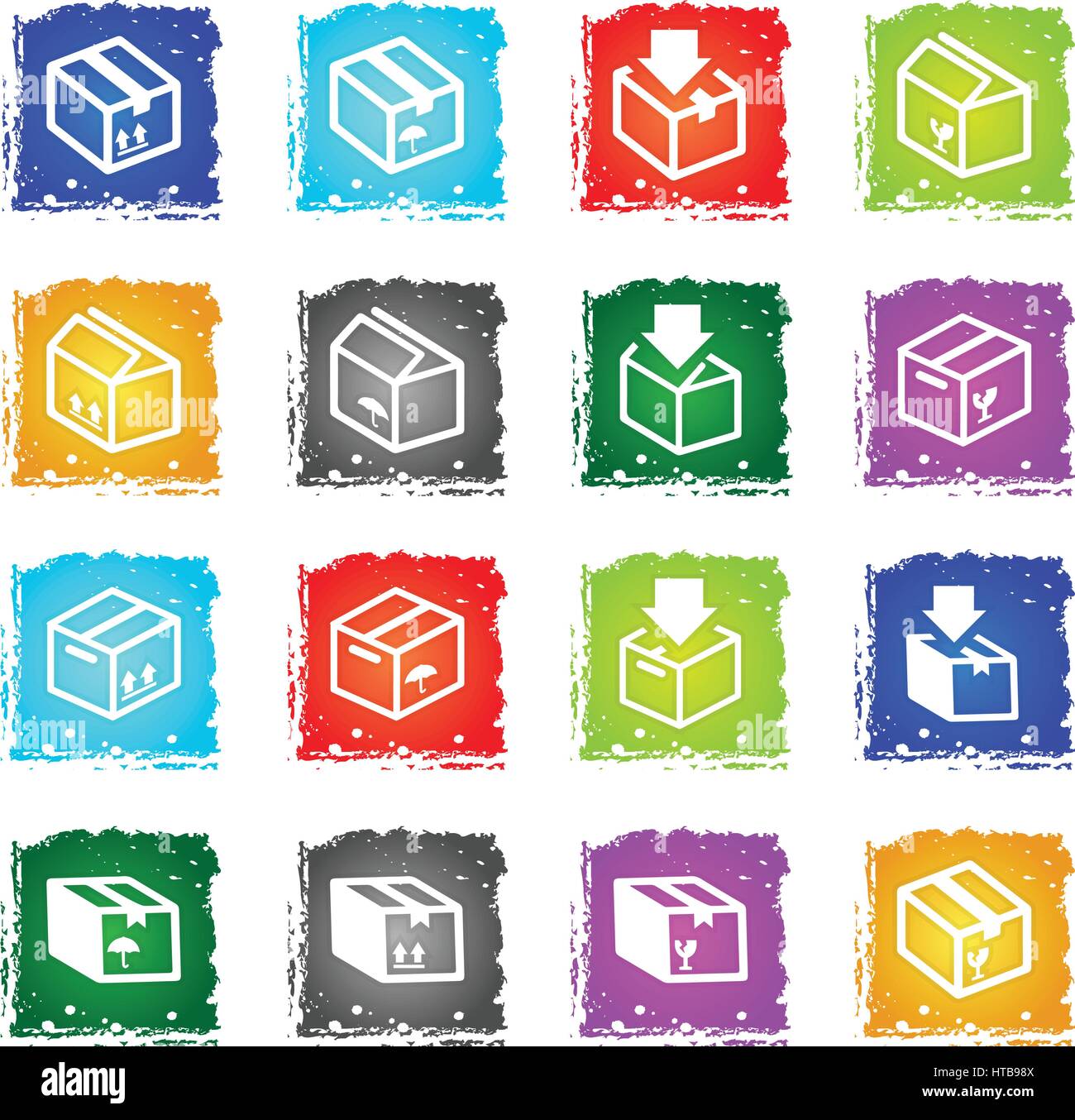 box web icons in grunge style for user interface design Stock Vector ...