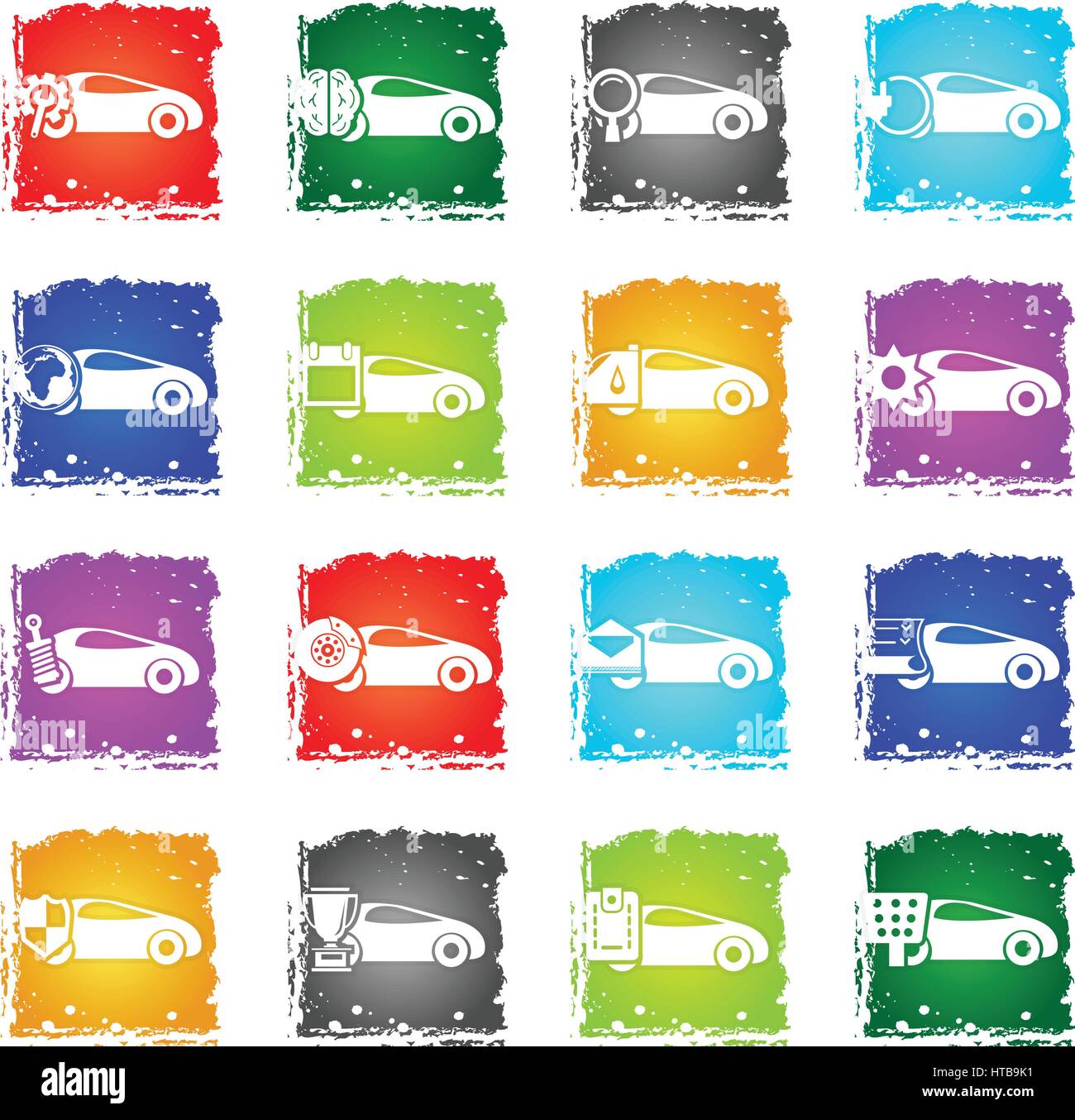 car service web icons in grunge style for user interface design Stock ...