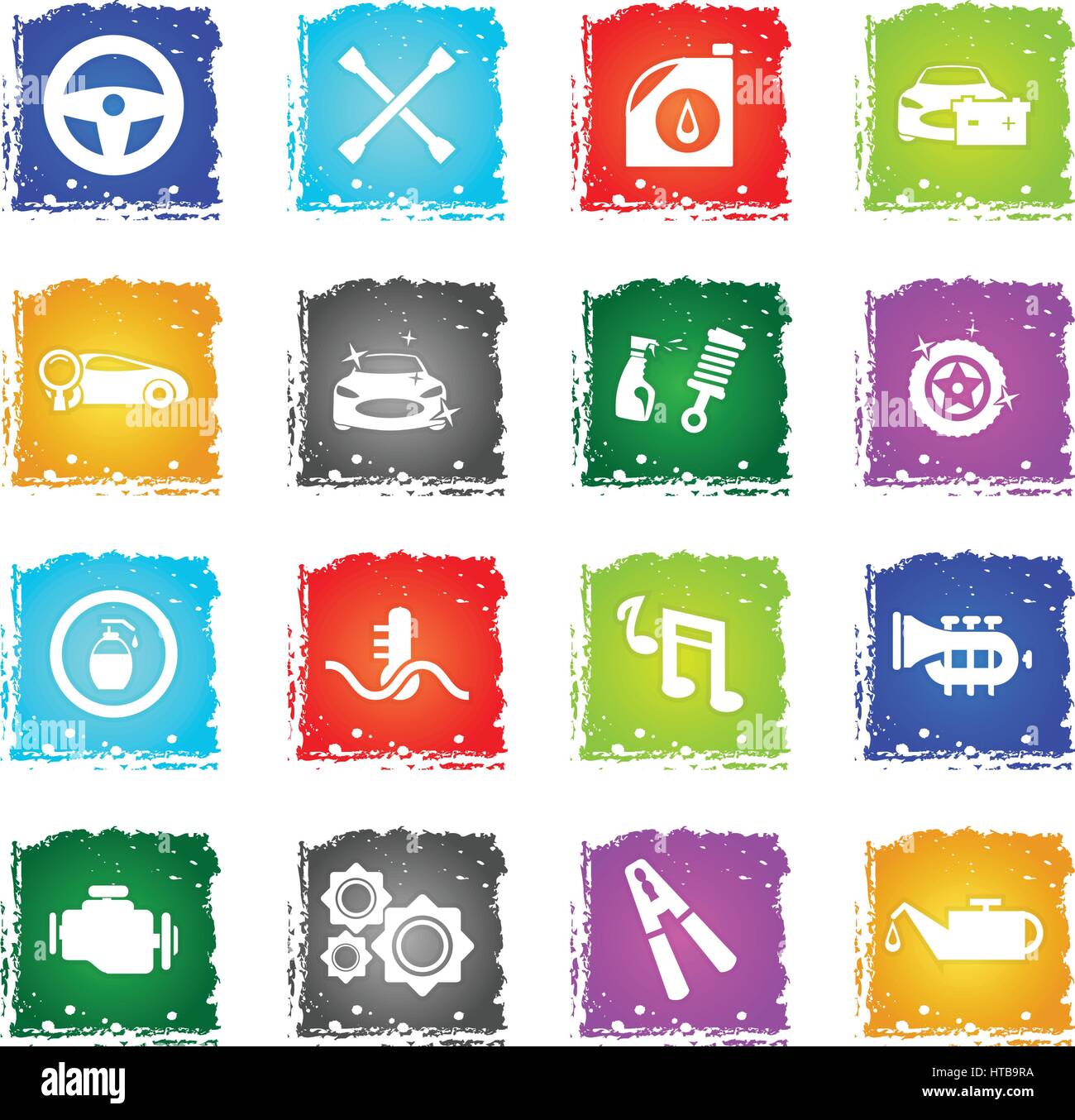car shop web icons in grunge style for user interface design Stock ...