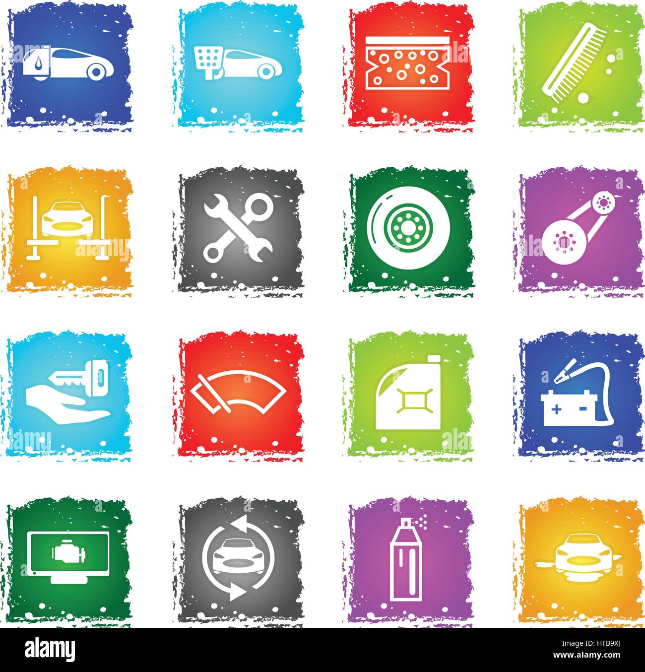 car shop web icons in grunge style for user interface design Stock ...