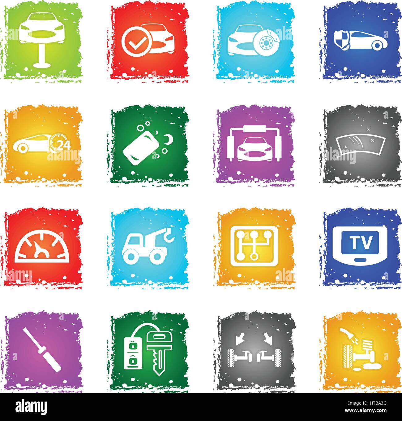 car shop web icons in grunge style for user interface design Stock ...