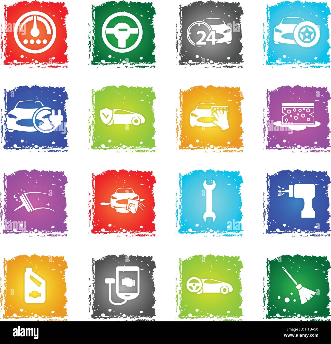 car shop web icons in grunge style for user interface design Stock ...