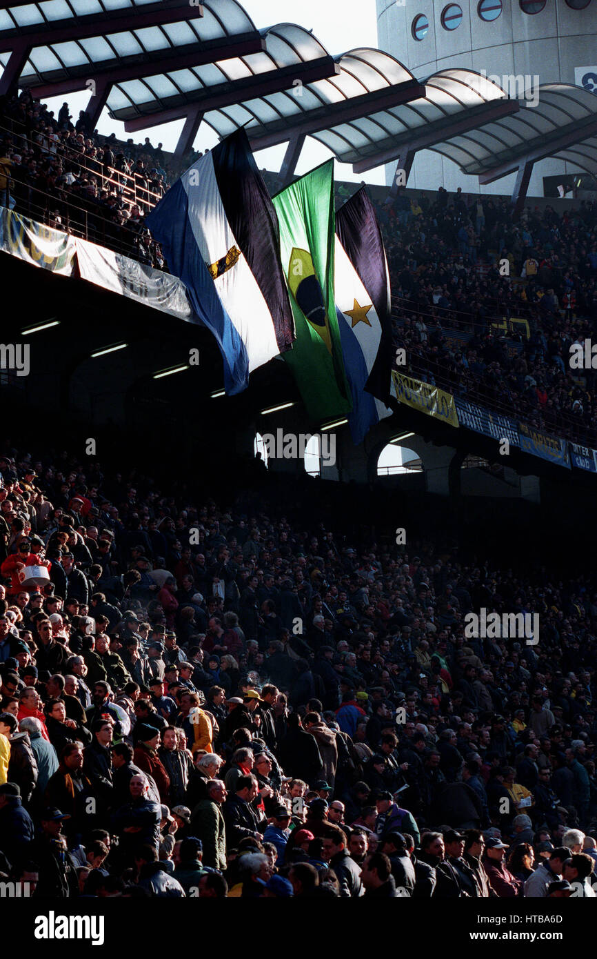 INTER MILAN FLAGS SAN SIRO MILAN ITALY 07 February 1999 Stock Photo - Alamy