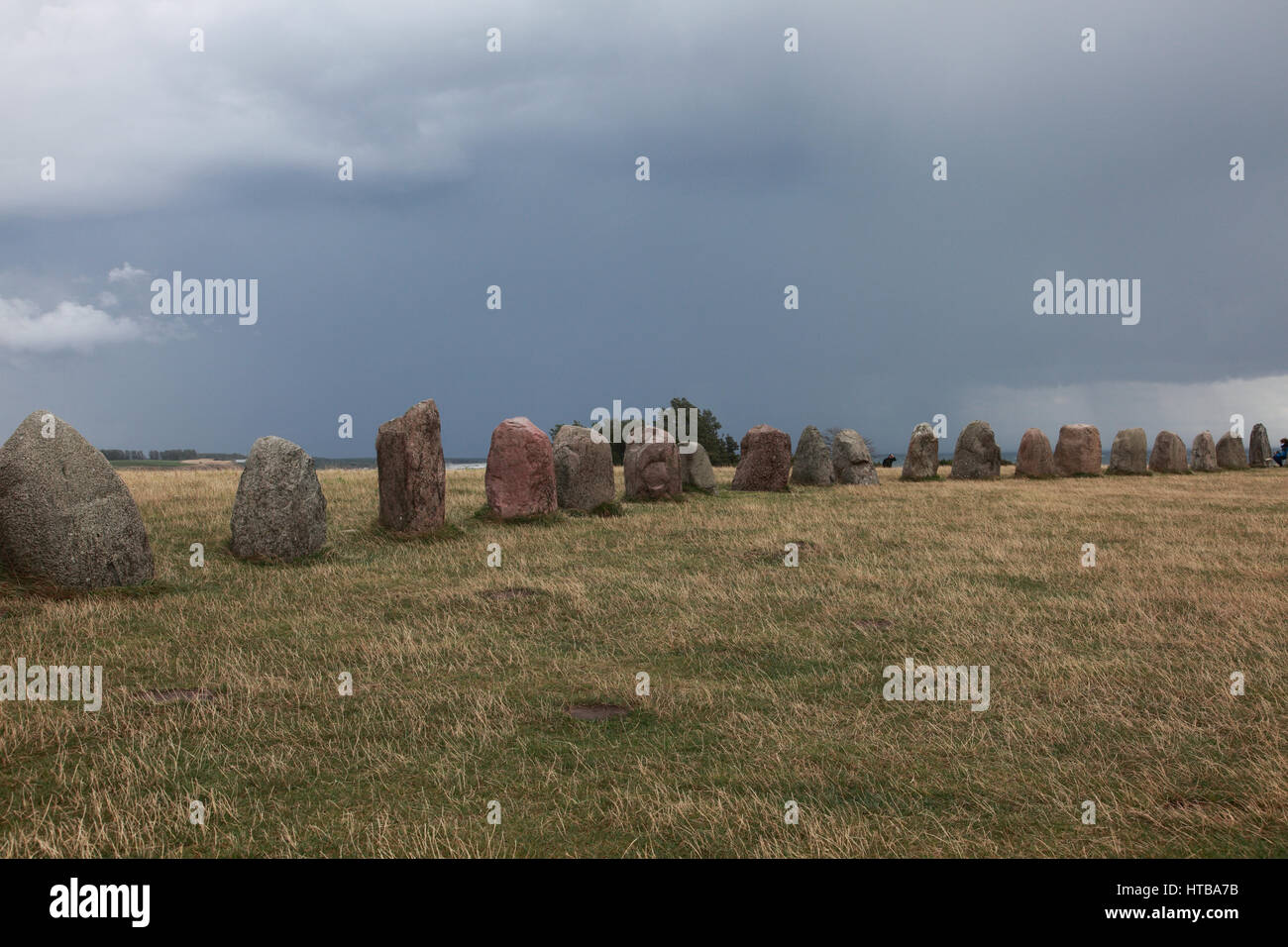 Part of Ale’s Stones, a megalithic stone ship at Kåseberga, Scania, on ...