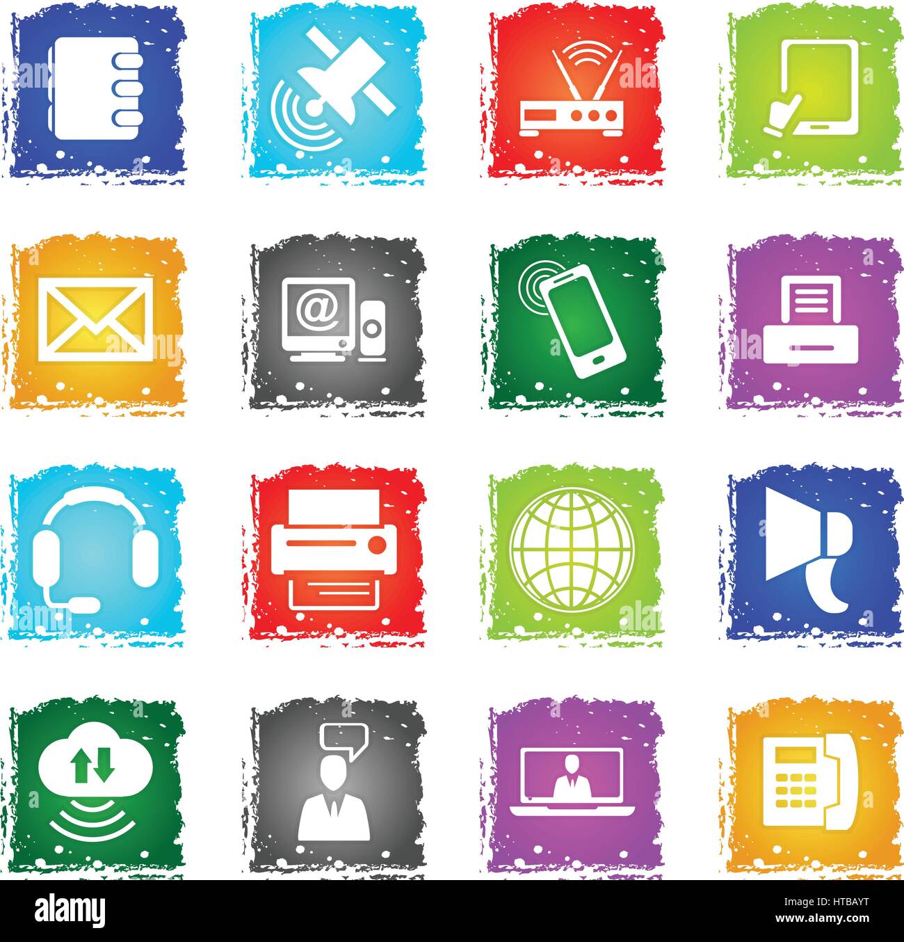 communication web icons in grunge style for user interface design Stock ...