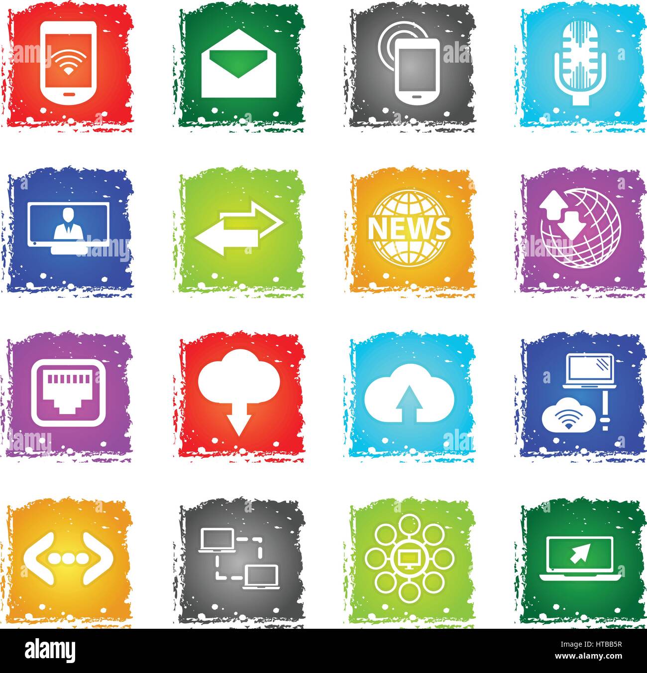 communication web icons in grunge style for user interface design Stock ...