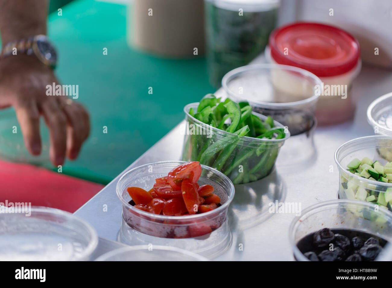 cups of vegetable topping Stock Photo - Alamy