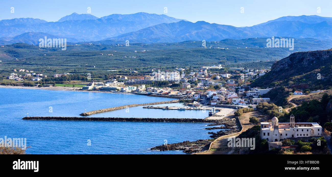 Kolymbari with Gonia Odigitria Monastery in the foreground, Crete ...