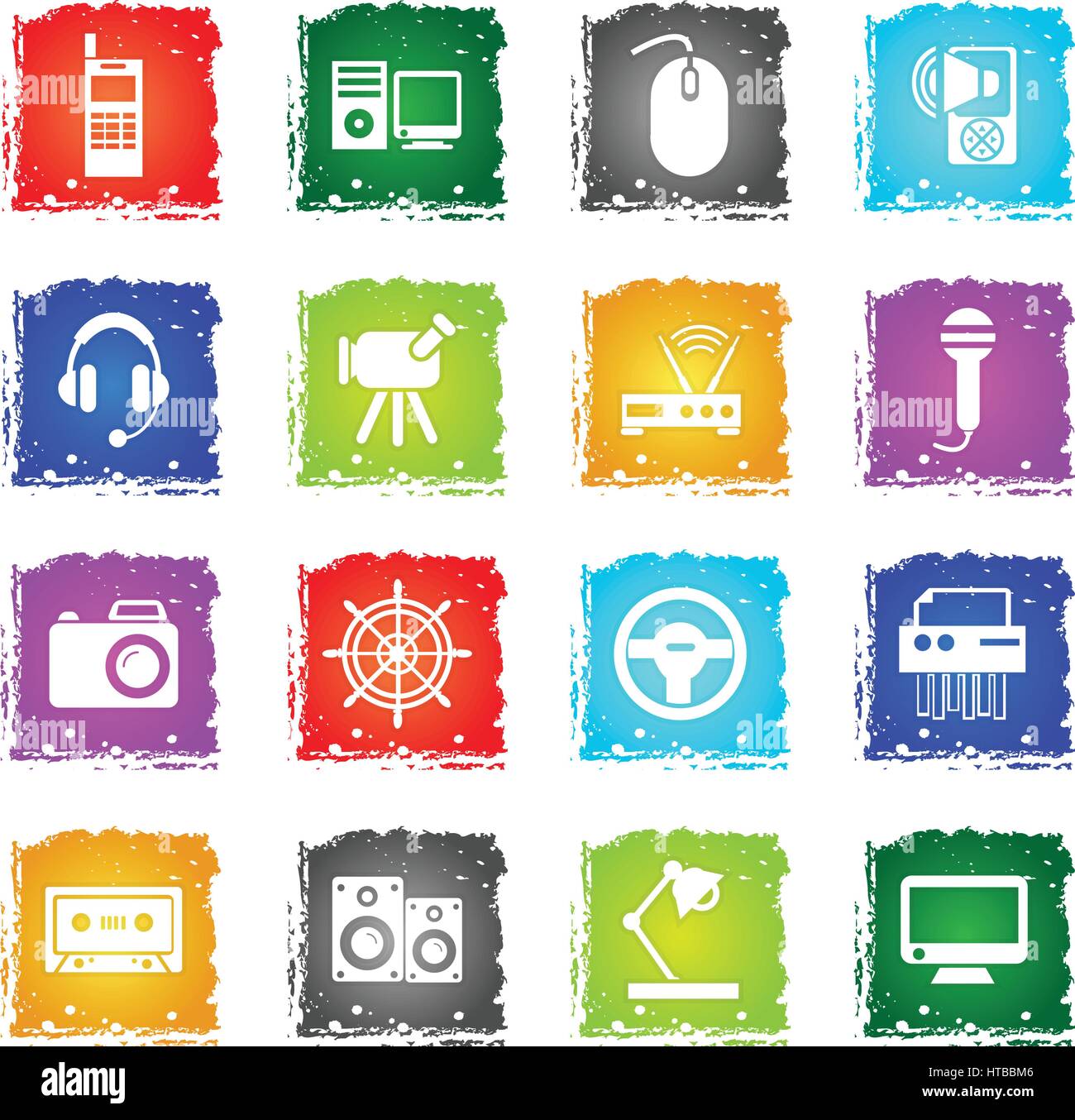 device vector web icons in grunge style for user interface design Stock ...