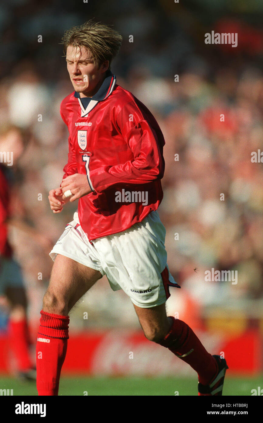 DAVID BECKHAM ENGLAND & MANCHESTER UNITED FC 29 March 1999 Stock Photo ...