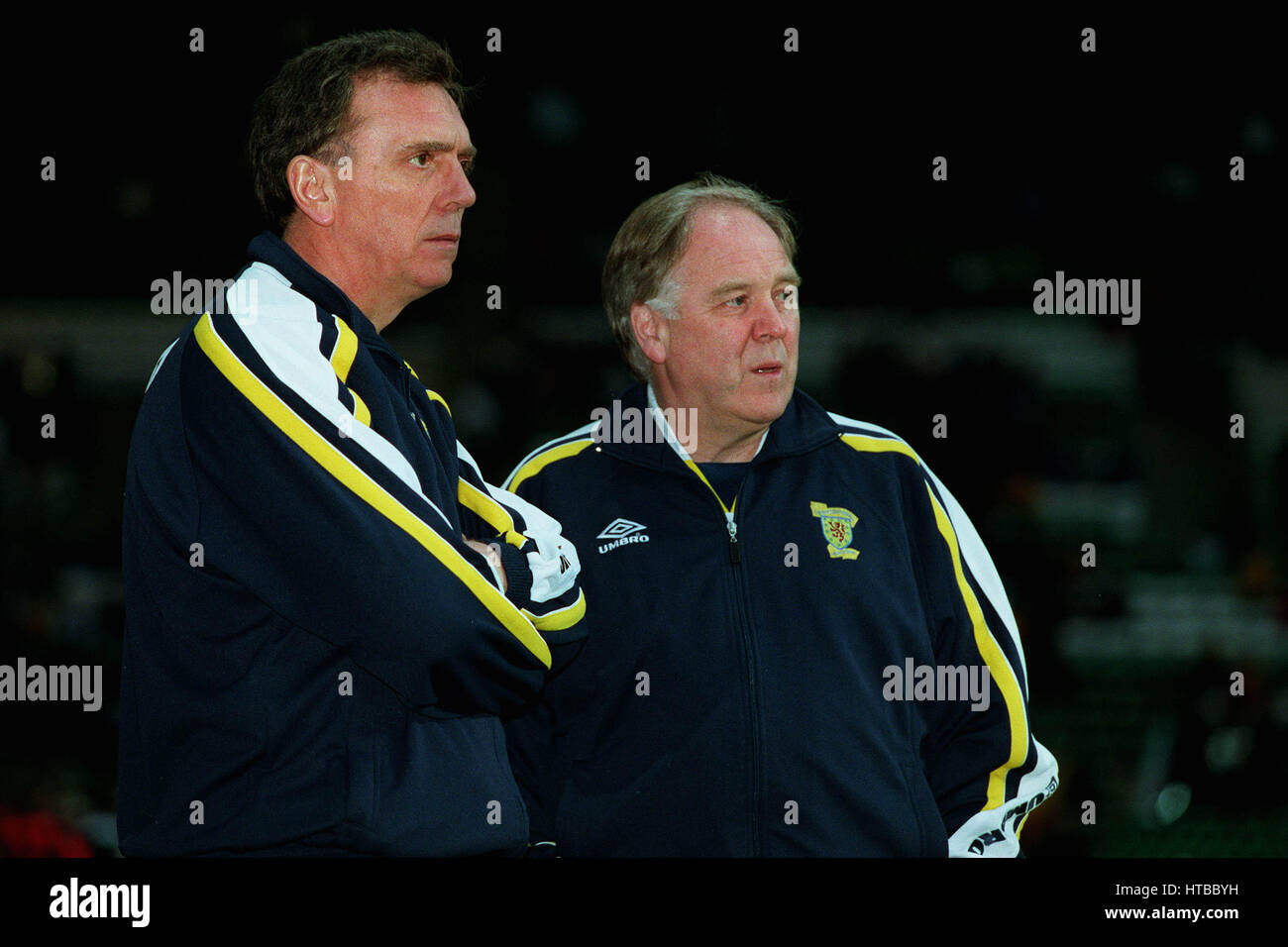 CRAIG BROWN & ALEX MILLER SCOTLAND FC 01 April 1999 Stock Photo - Alamy