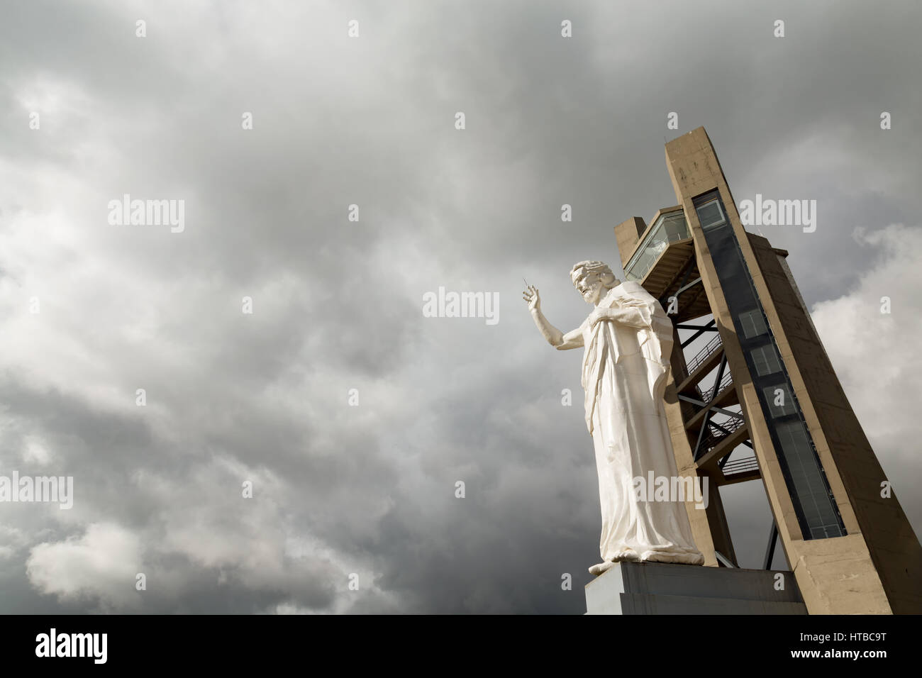 A wide angle view of the impressive El Santisimo Jesus statue near ...