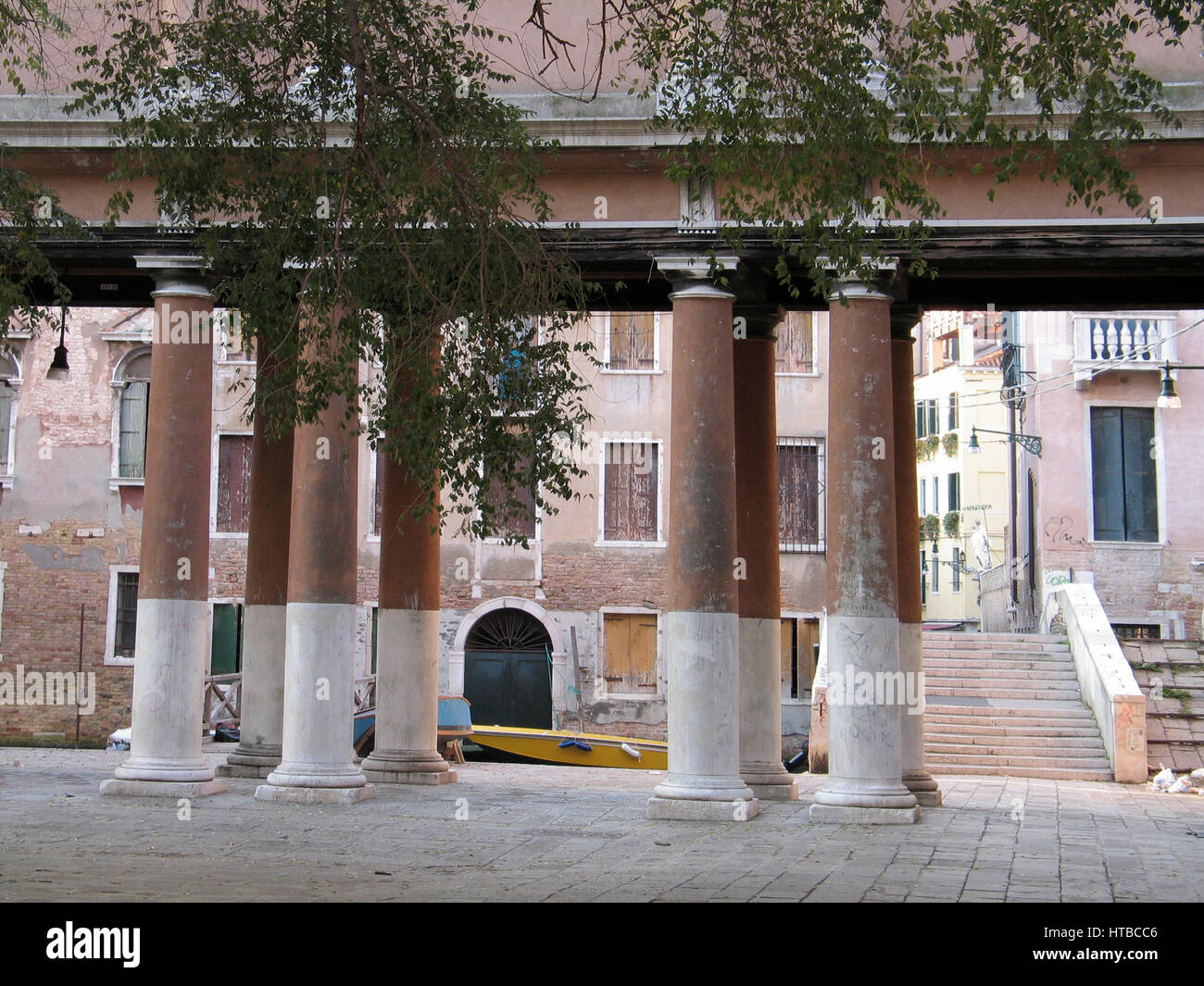 View of Venetian Columns with Historic Architecture and Quiet ...