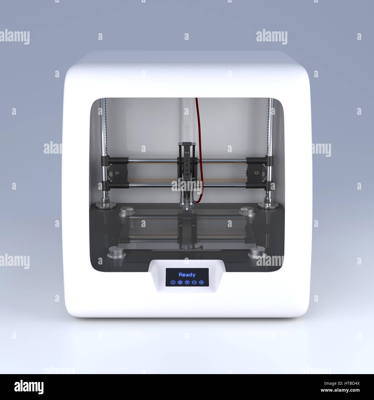 3D printer model. Professional prototype device on grey background ...
