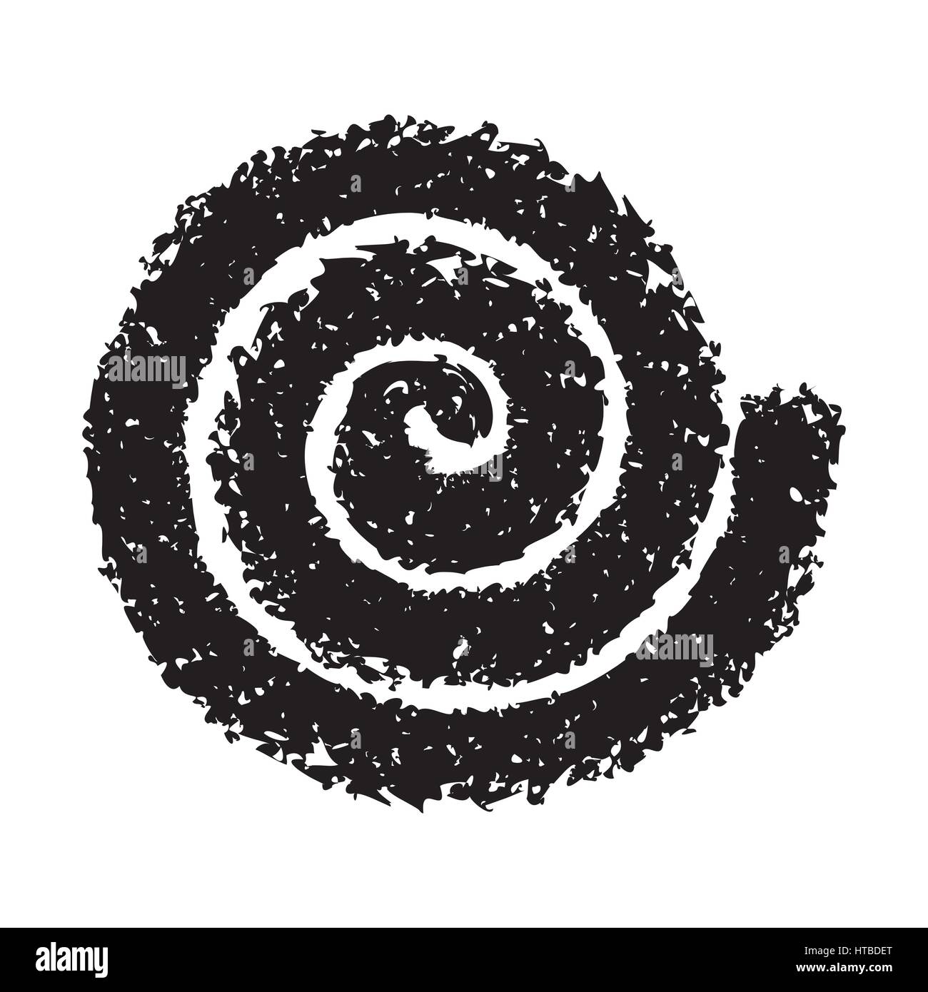 Spiral symbol hand painted crayon. Decorative graphic design element ...