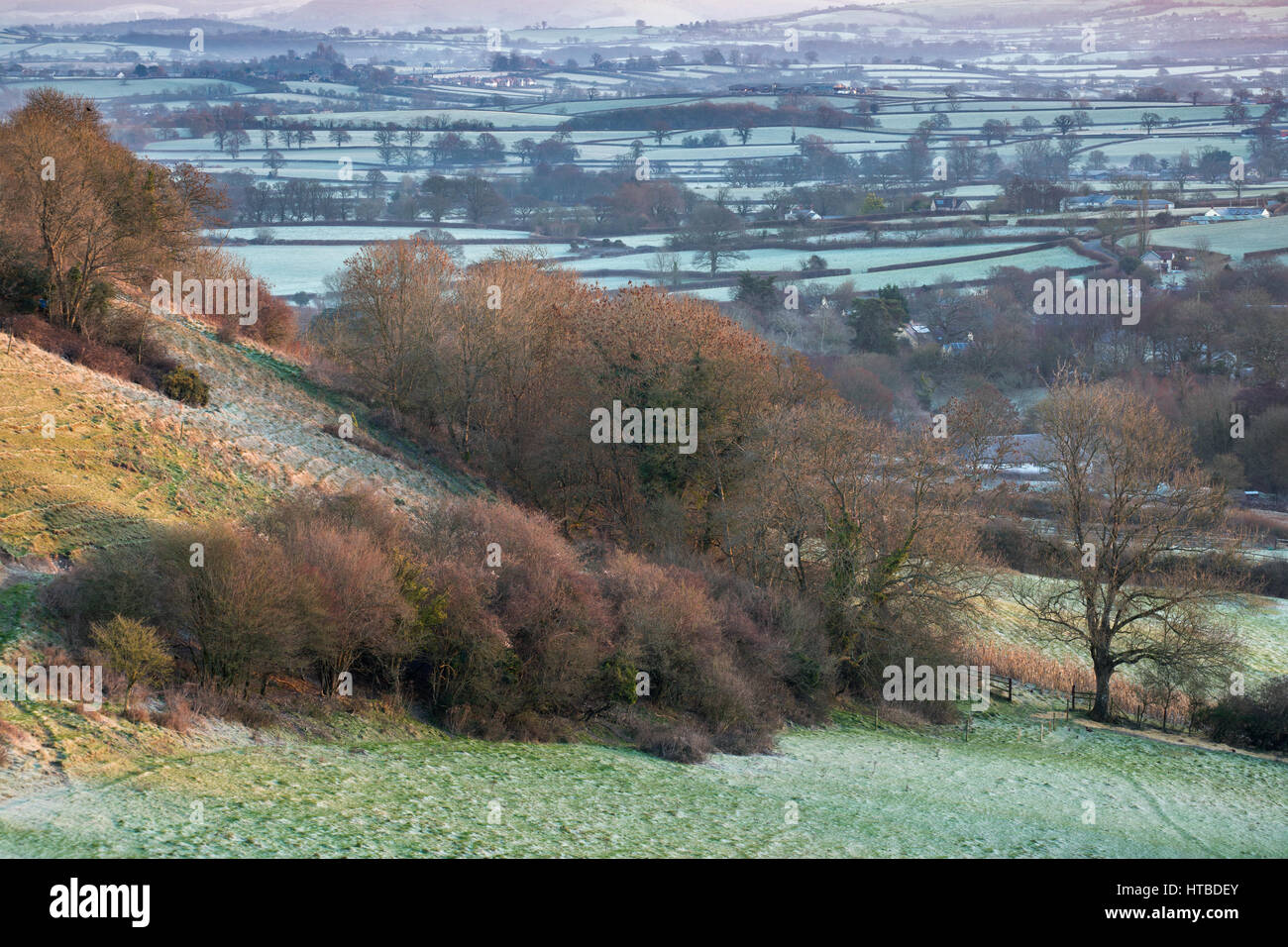 A frosty morning in the Blackmore Vale from Gales Hill, nr Buckland ...