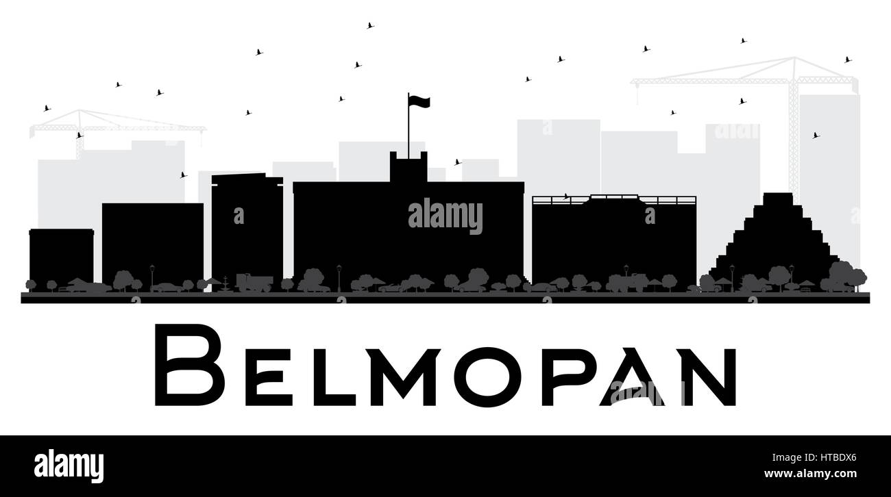 Belmopan City skyline black and white silhouette. Vector Illustration ...