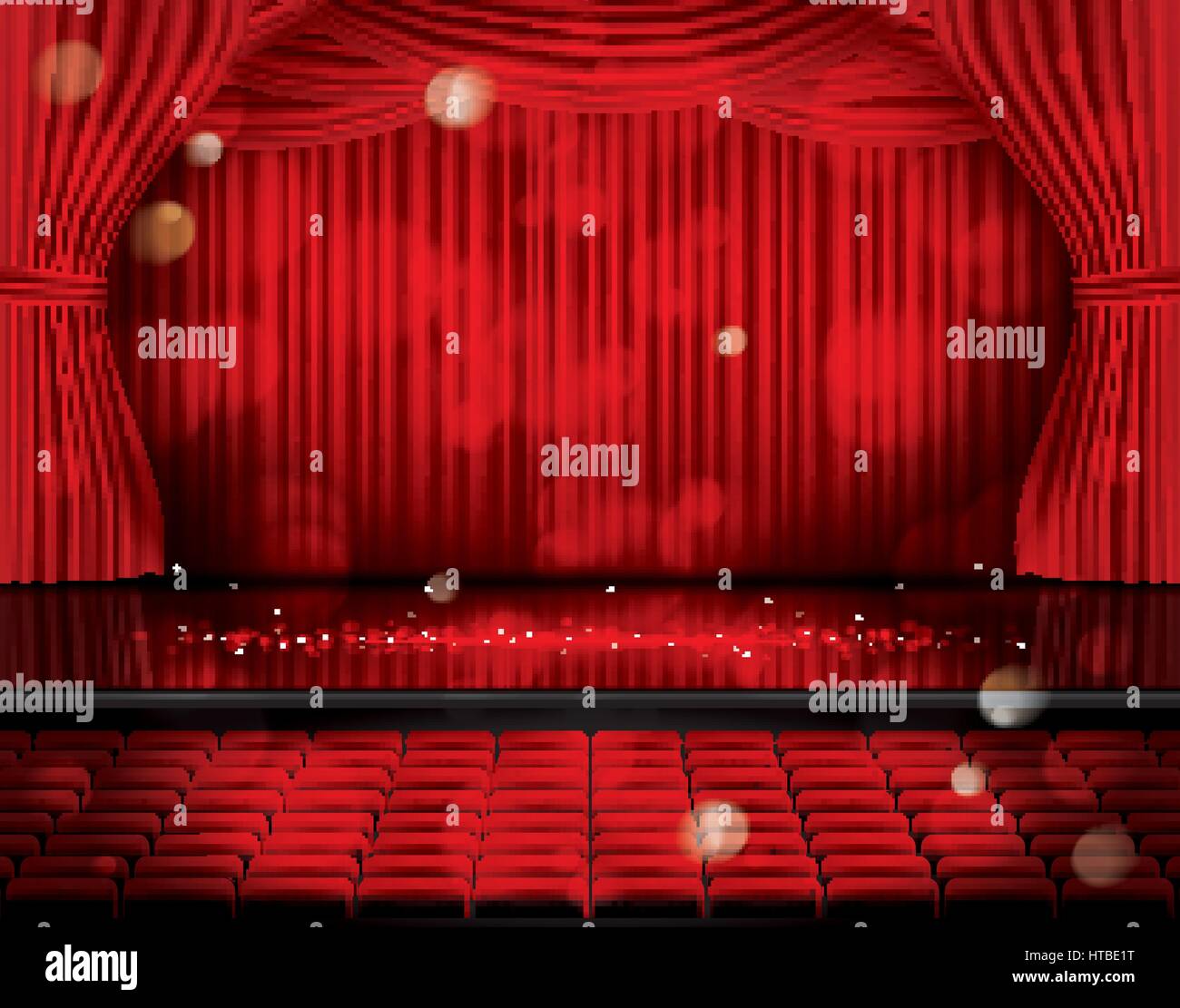 Open Red Curtains with Seats and Copy Space. Theater, Opera or Cinema ...