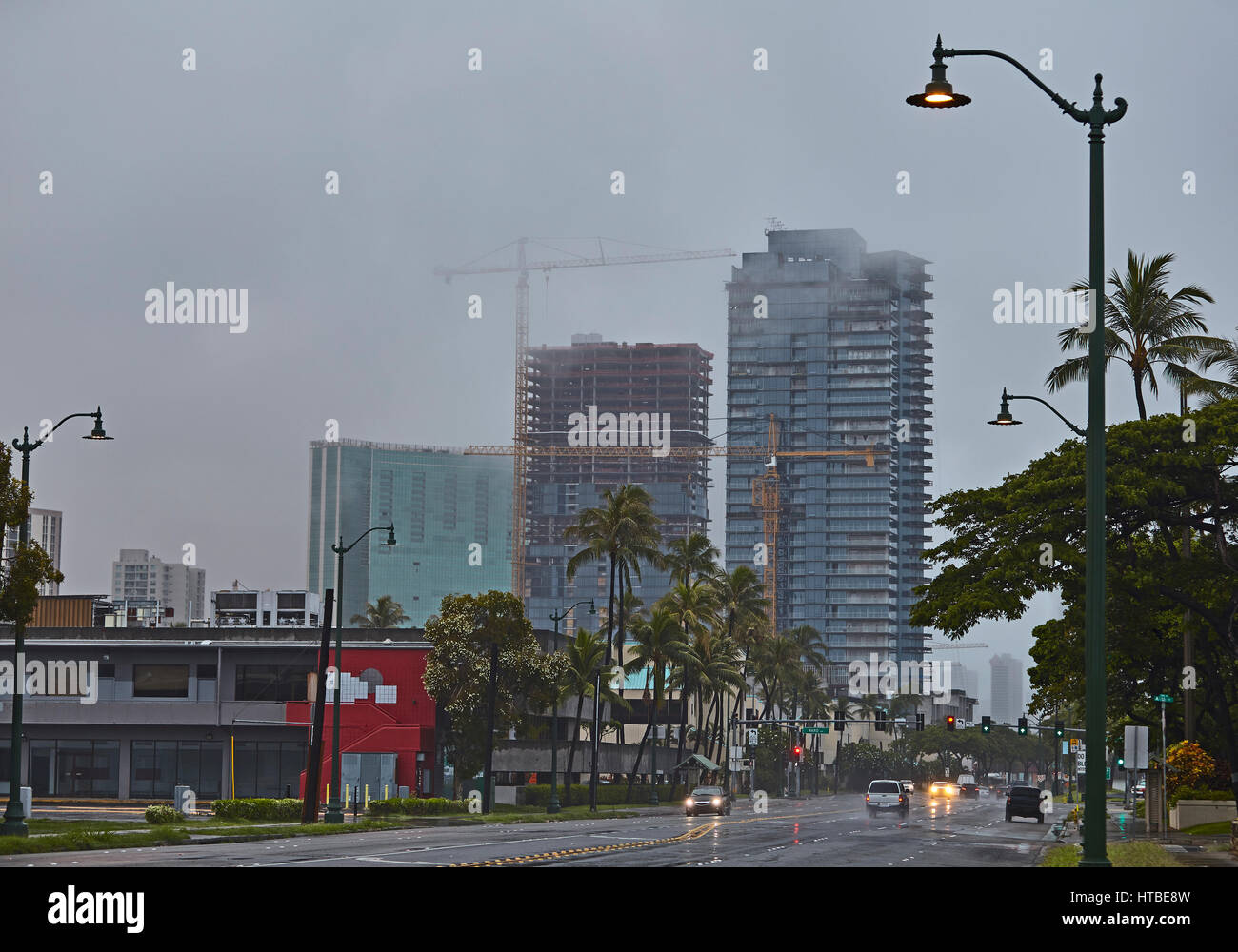 Honolulu; Hawaii; USA - August 7; 2016: High rise buildings under ...